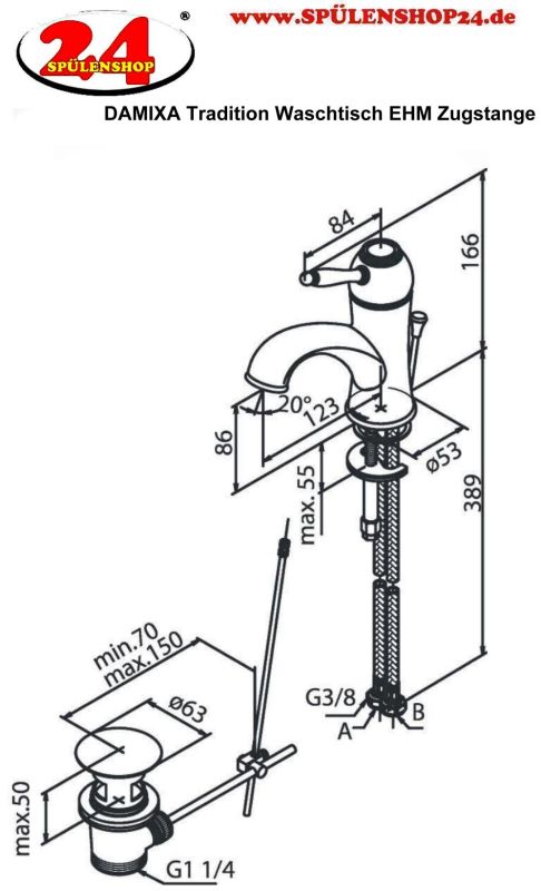 DAMIXA Tradition Chrom mit Zugstange kaufen | Spülenshop24