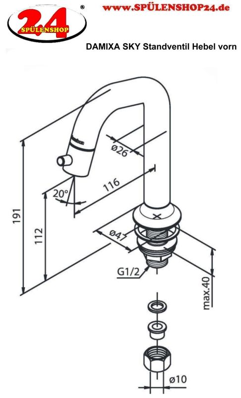 DAMIXA SKY Standventil Chrom günstig kaufen | Spülenshop24