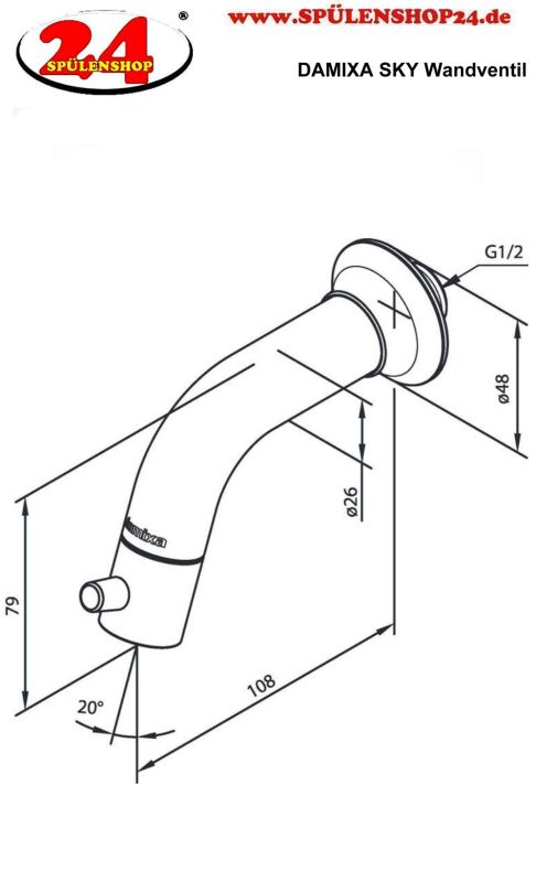 DAMIXA SKY Wandventil Messing online kaufen | Spülenshop24