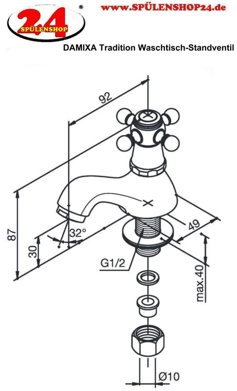 DAMIXA Tradition Standventil Chrom kaufen | Spülenshop24