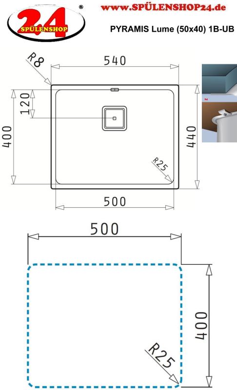 PYRAMIS LUME (50x40) 1B online kaufen | Spülenshop24