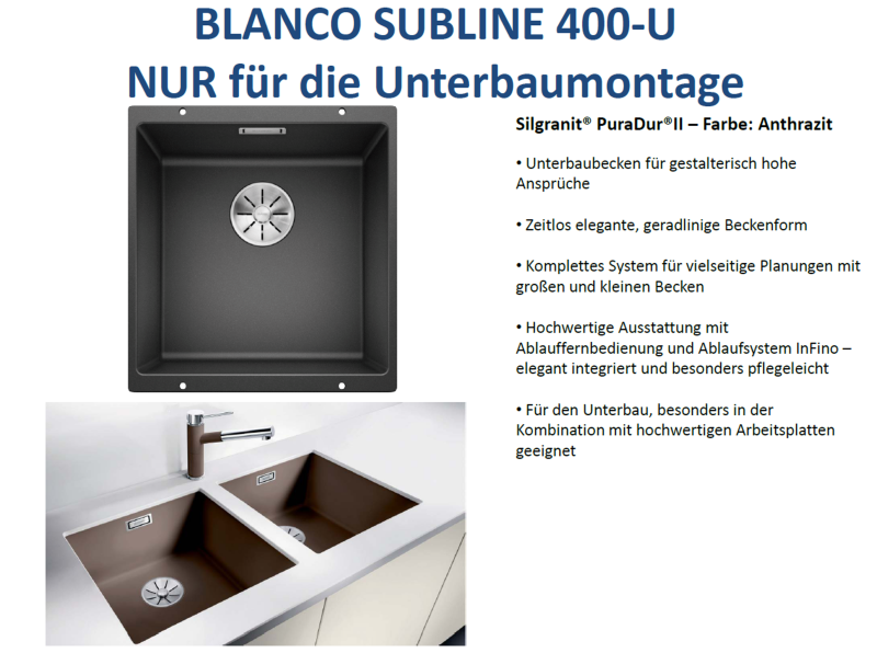 BLANCO SUBLINE 400-U online günstig kaufen | Spülenshop24