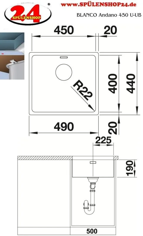 BLANCO ANDANO 450-U günstig online kaufen | Spülenshop24