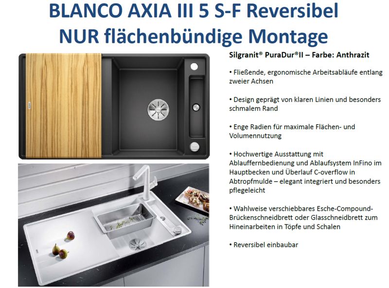 BLANCO AXIA III 5 S F Silgranit® kaufen | Spülenshop24