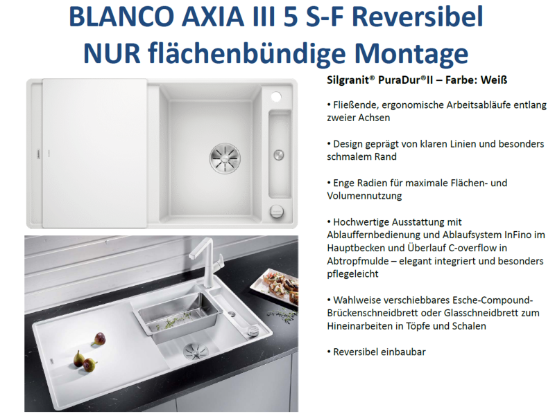 BLANCO AXIA III 5 S F Silgranit® kaufen | Spülenshop24