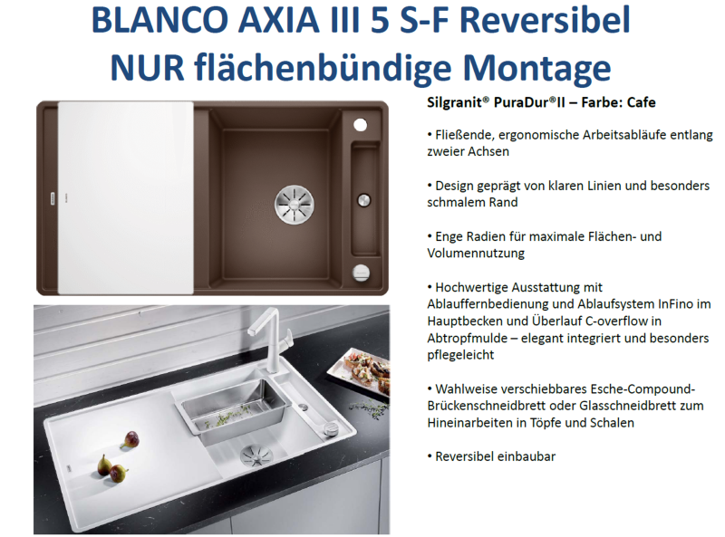 BLANCO AXIA III 5 S F Silgranit® kaufen | Spülenshop24